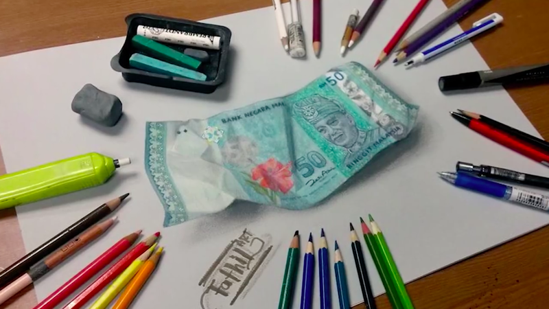 How a Realistic Drawing of a RM50 Note Looks Like by Fathli Art - MASSES